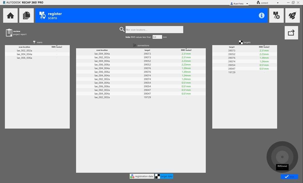 如何在 ReCap Pro 中使用目标增强扫描注册