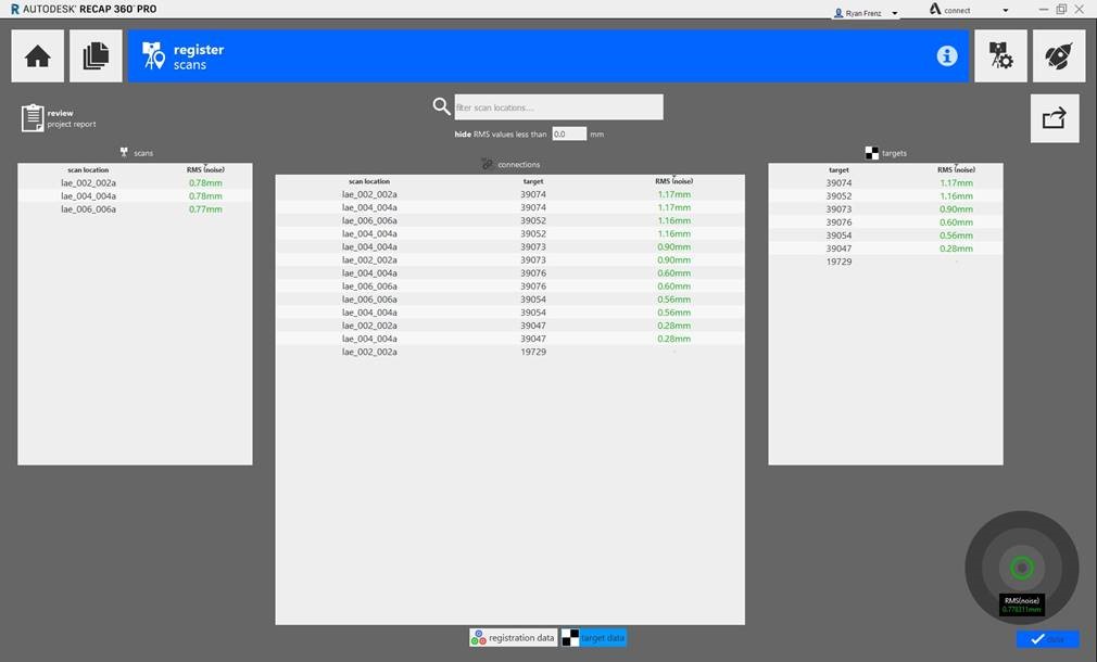 How to enhance scan registration using targets in ReCap Pro