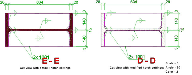 Advance Steel: How is the hatch used by automatic / manual cut view in ...
