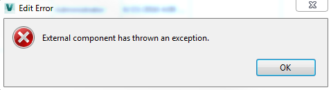 Error: 'External component has thrown an exception' when checking out files from Vault