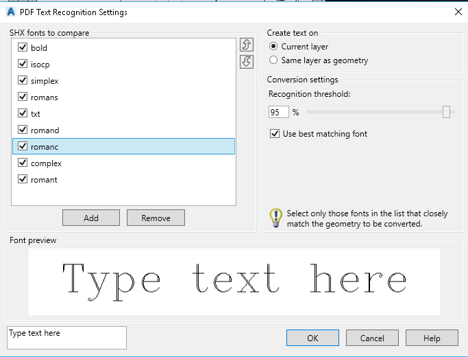 PDF Import will not convert text to AutoCAD text