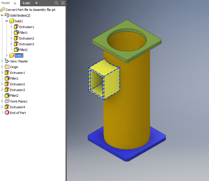 Created an Inventor Part made up of features. Can an assembly file with ...