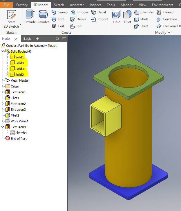 Created an Inventor Part made up of features. Can an assembly file with ...