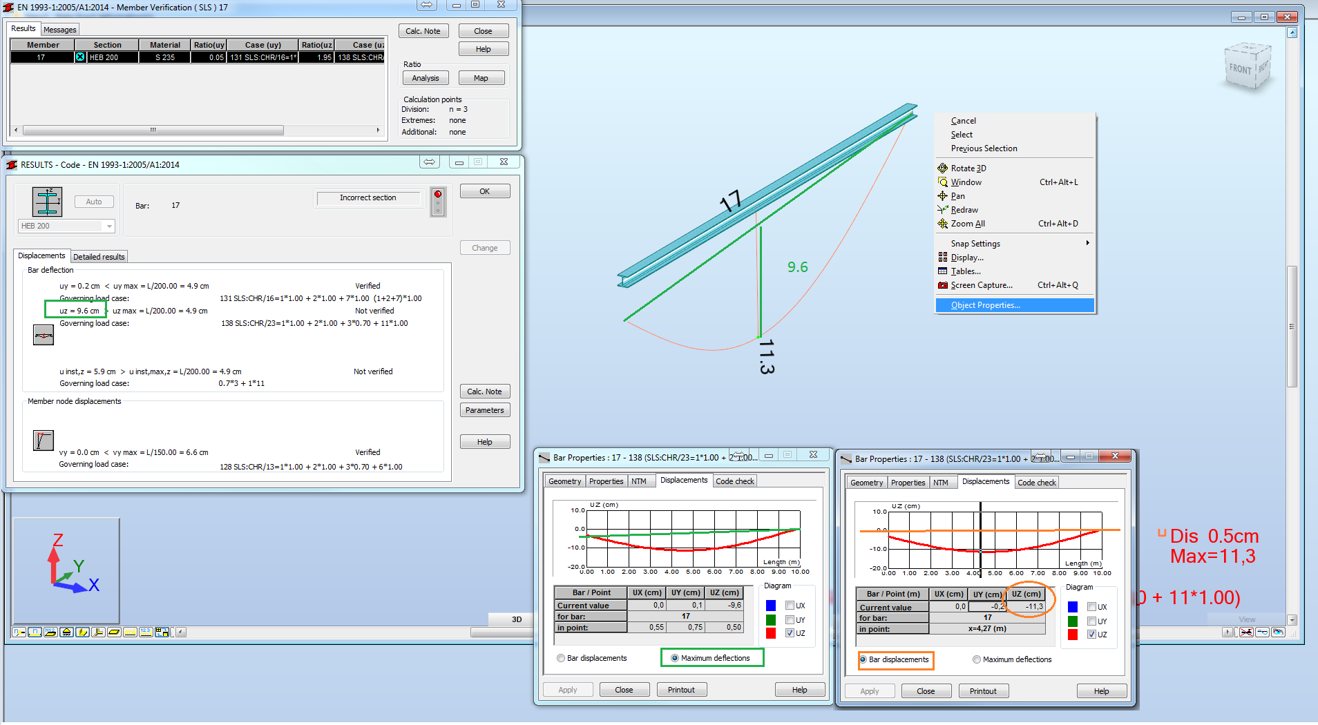 Graphical bar displacement different than bar deflection from steel ...