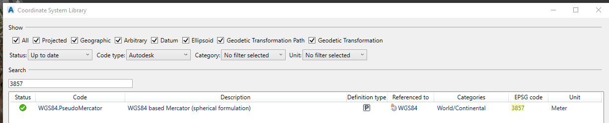 WGS 1984 Major Auxiliary Sphere geographic coordinate system