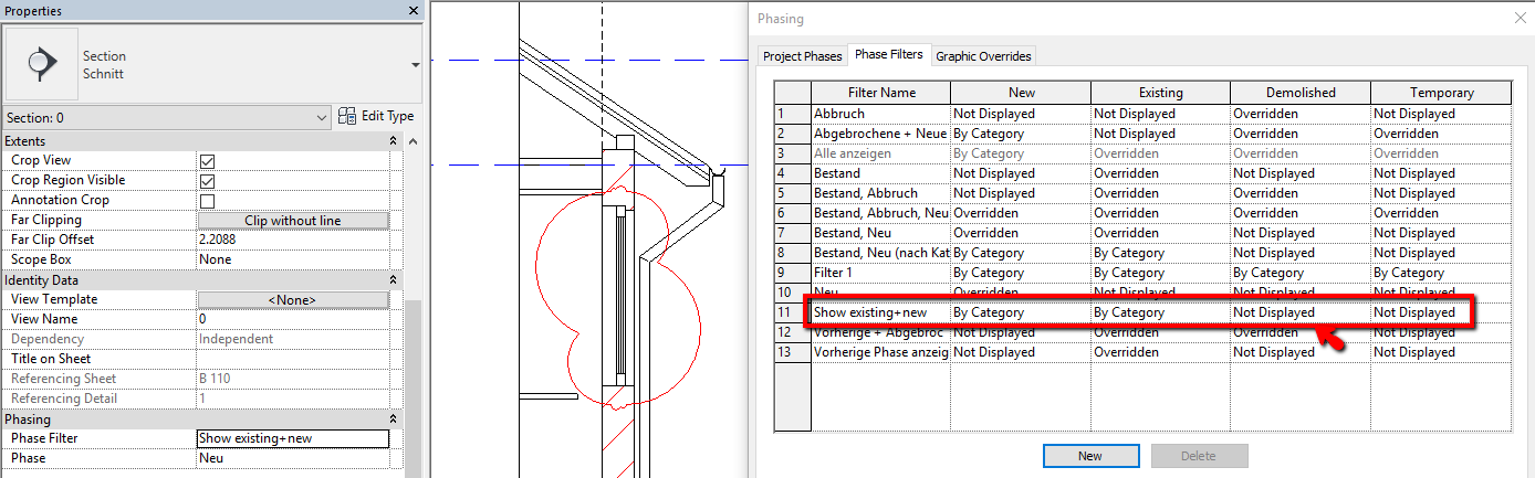 Revit Phases: strange display of window in Section view
