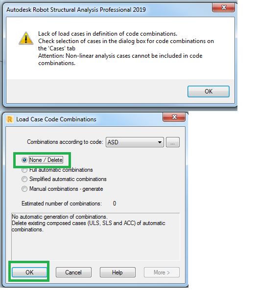 Lack Of Load Cases In Definition Of Code Combinations Message Appears During Calculations In