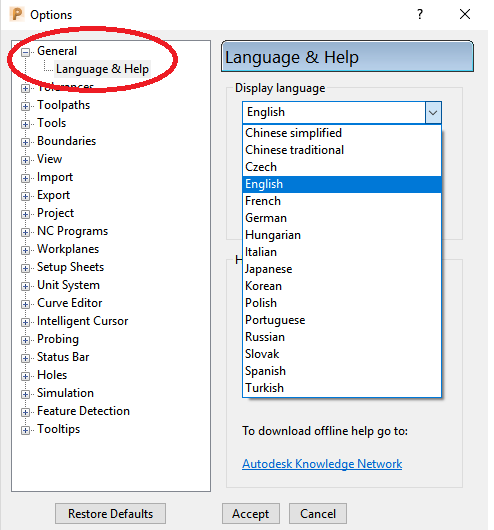 How to change the language in PowerMill