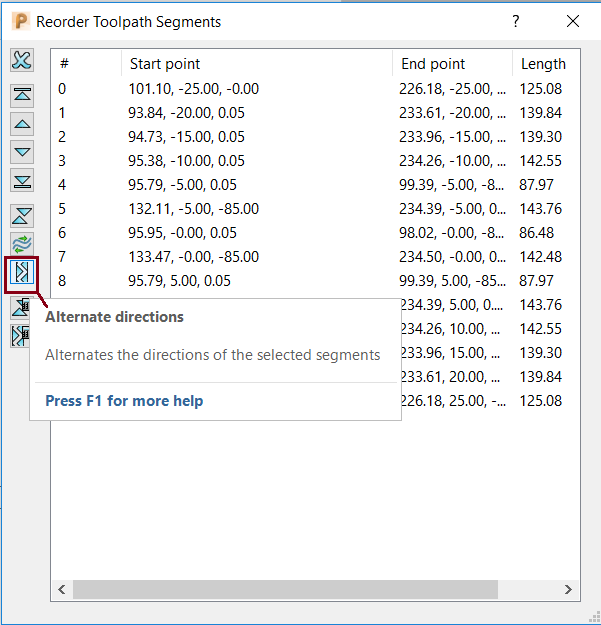 How to switch the direction of a toolpath in PowerMill