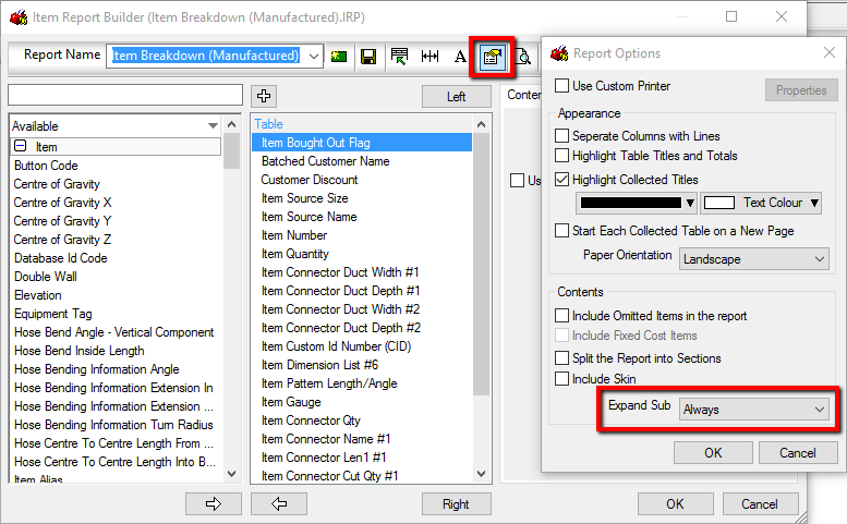 How to show individual Sub Assembly parts in Fabrication reports