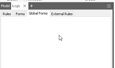 A Global Form is not showing up in iLogic browser in Inventor