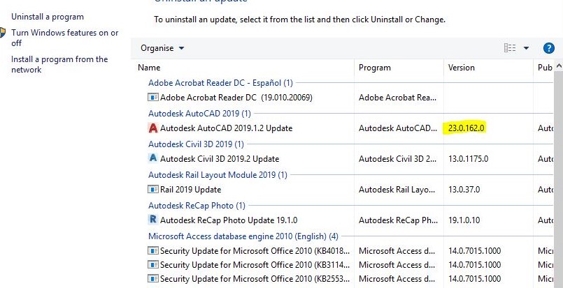AutoCAD Update 2019.1.2 已安装，但不显示为已部署