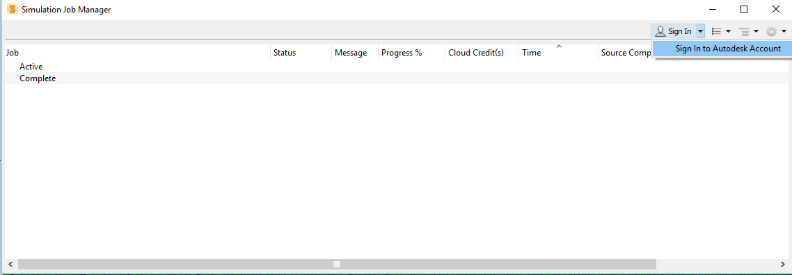 コンピュータを再起動した後にMoldflow Simulation Job Managerにサインインできません