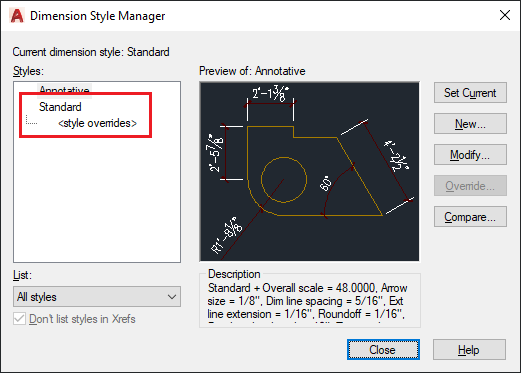Dimension Style Overrides Automatically Created After Opening A Drawing 