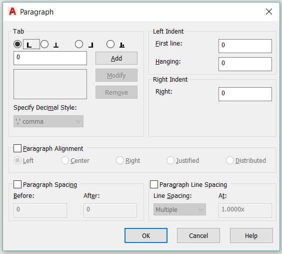 Paragraph Dialog For Text Does Not Appear For MText Or Multi leader 