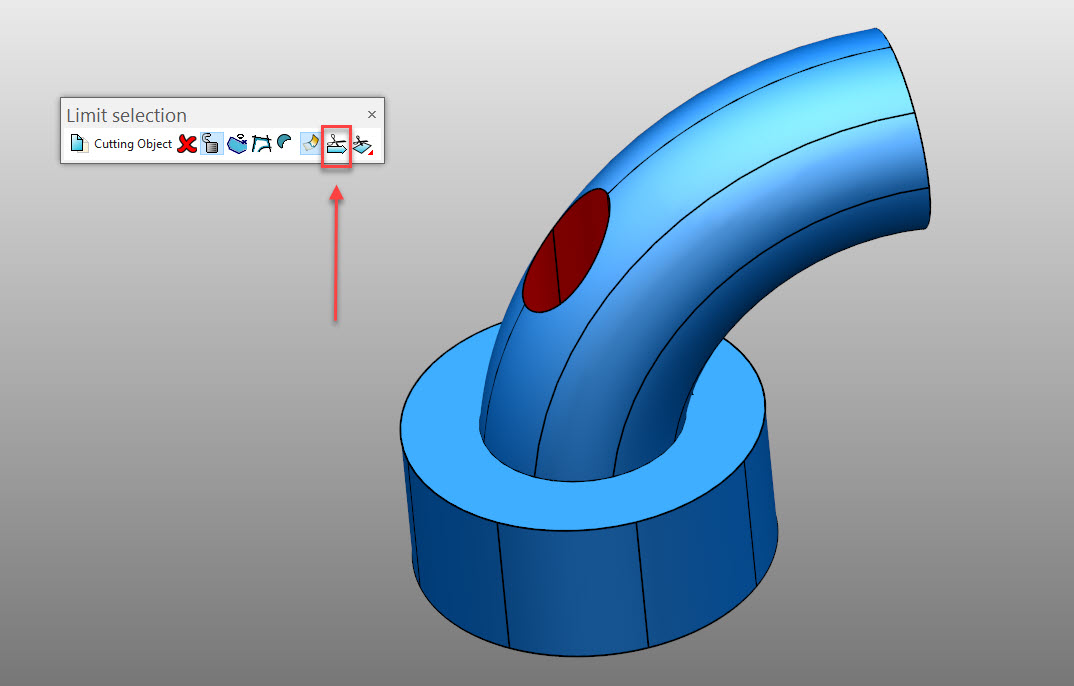 How to cut two surfaces between them with the limit selection command in PowerShape