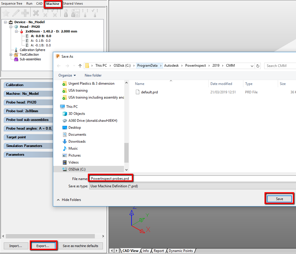 PowerInspect でプローブ データベースをエクスポートおよびインポートする方法