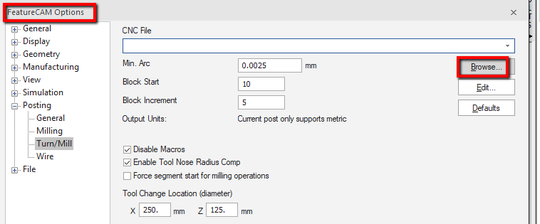 Post not showing up within FeatureCAM