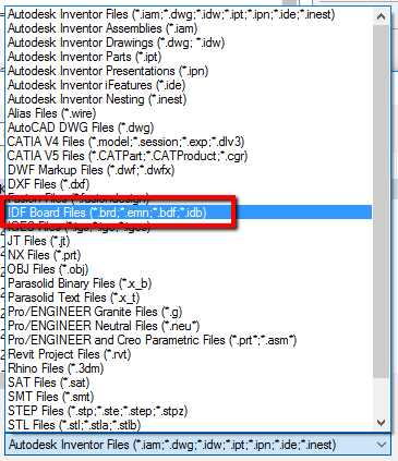 IDF board files import is not available in Inventor