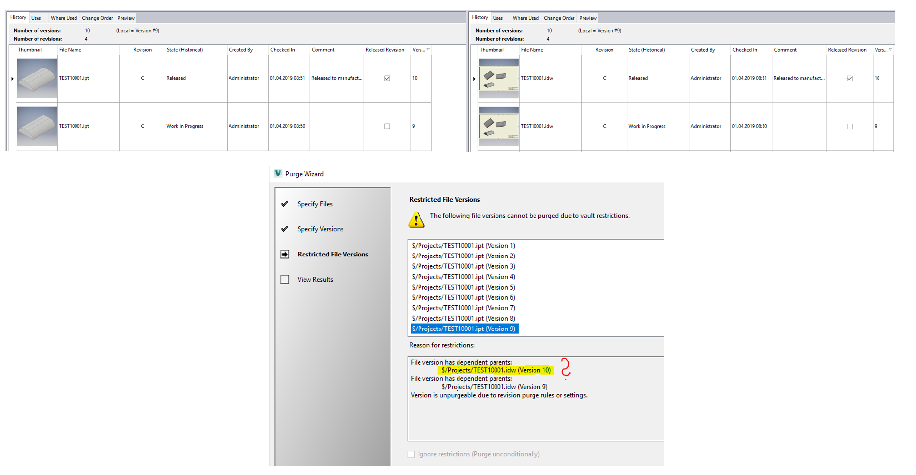 Purge Assistant shows unexpected link between a old Inventor file ...