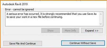 "A serious error has occurred" when editing structural elements or ...