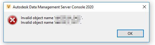 "Invalid object name" when migrating/importing Content Library to Vault 2020