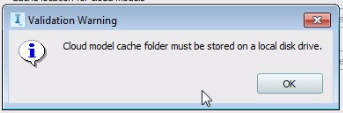 "Cloud model cache folder must be stored on a local disk drive" when ...