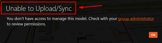 Unable to Upload/Sync Model in Infraworks 2020