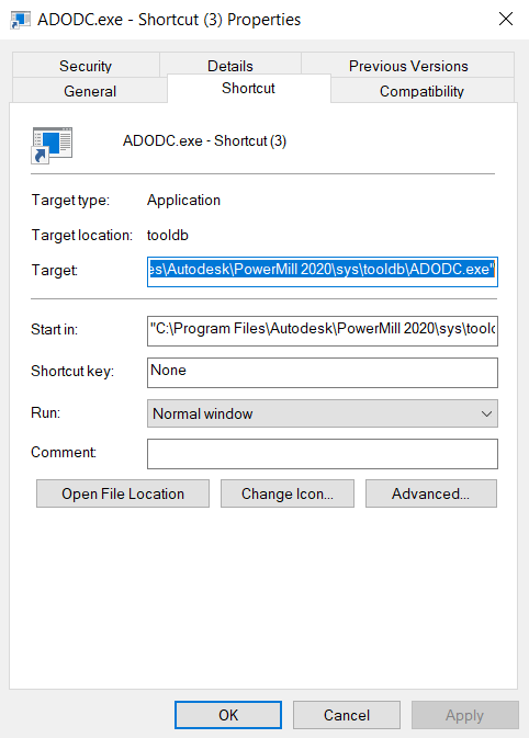 "Failed to connect to database. PowerMill cannot establish a connection to the tool database ...