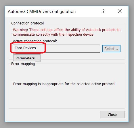 Unable to connect FARO Arm platinum machine with PowerInspect