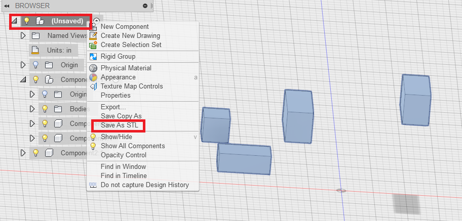 How to export multiple components and bodies as an STL from Fusion