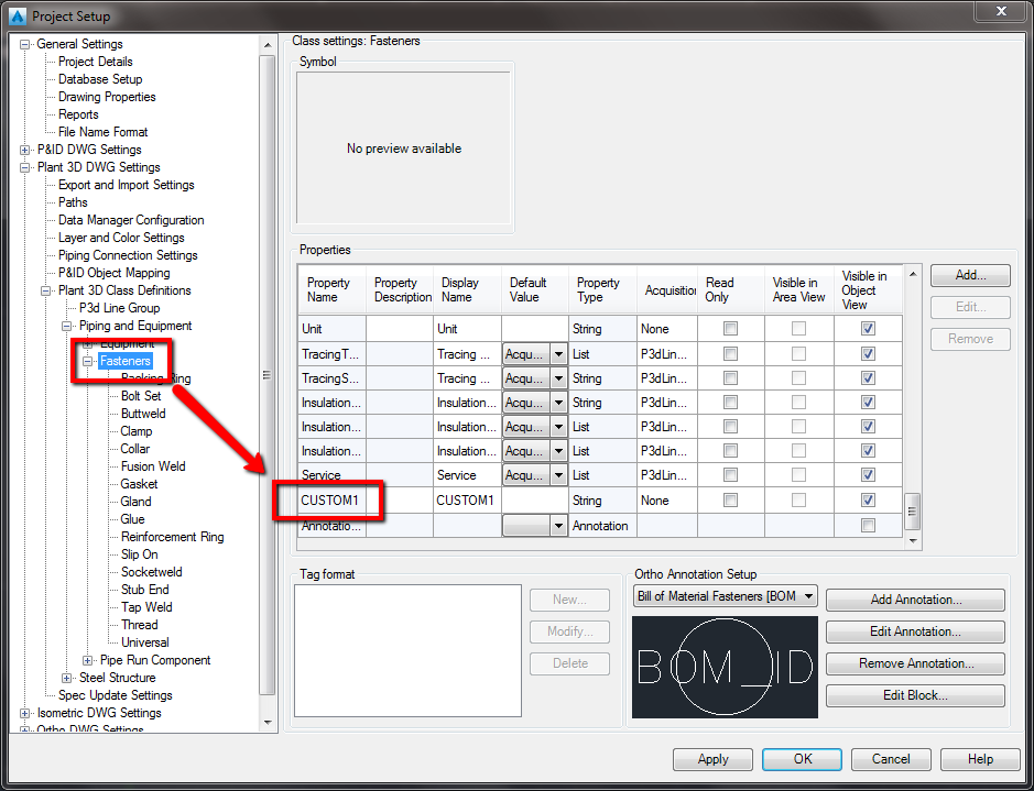 AutoCAD Plant 3D: Add a custom property to the Spec Filter list