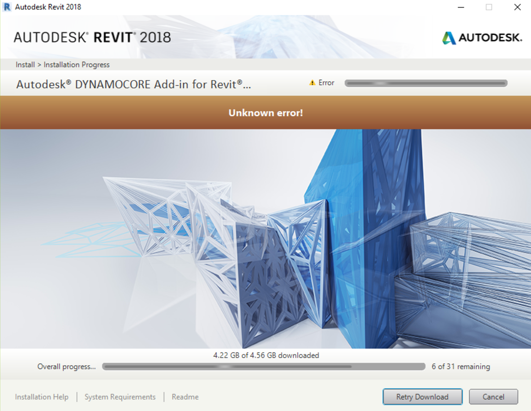 'Unknown error!' When installing an Autodesk product