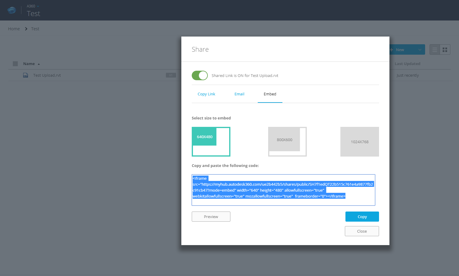 Unable to embed pages and models from BIM 360 Docs into an external web page using iframe