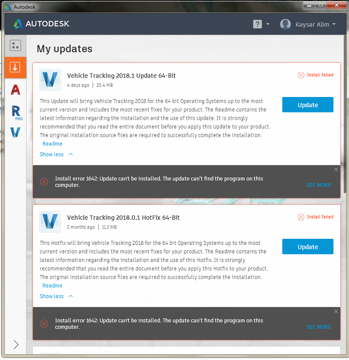 Problems installing Vehicle Tracking 2018 hotfix and updates