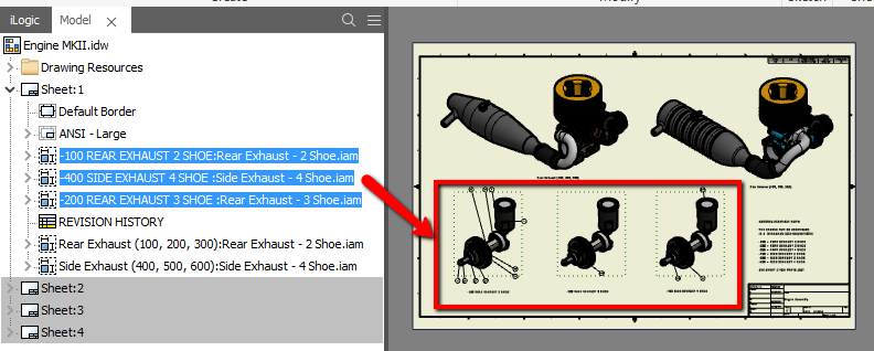 How to move views between sheets in Inventor drawing