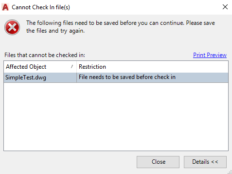 "Cannot Check in File(s)" when Check in to Vault