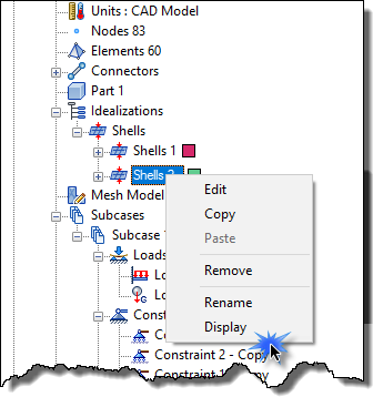 How to hide parts when displaying a result in Inventor Nastran