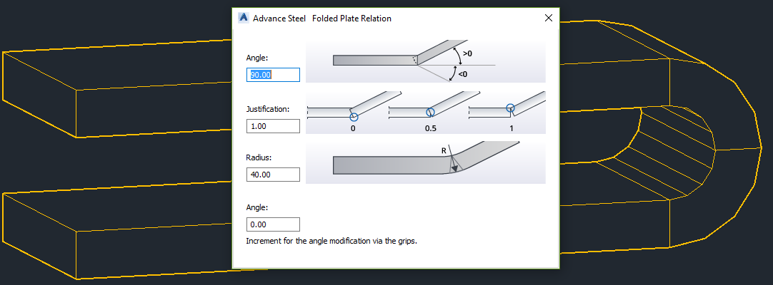 How to create the 180deg folding relation on folded plates in Advance Steel