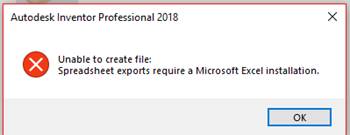 Trying to export an Inventor Assembly Bill of Materials to Excel fails ...