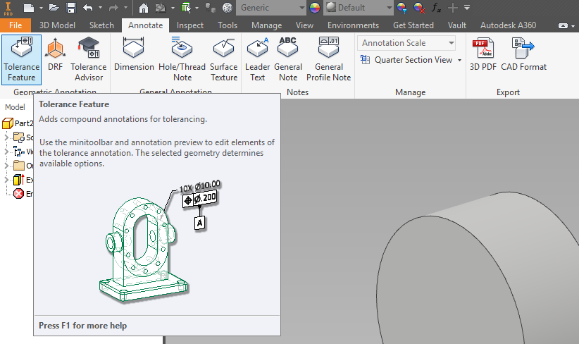 Annotations (MBD) cannot be executed in an Inventor