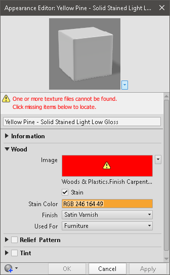 Inventor textures are missing and will not load