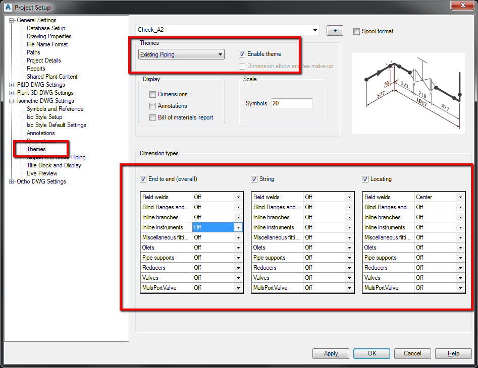 How to enable or disable existing pipe dimensions in isometric drawings ...