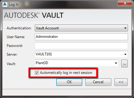 O login automático na próxima sessão do Vault para um projeto do ...