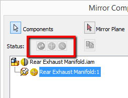 Inventor Mirror Components command doesn't allow Mirror, Reuse or Exclude when there's an ...