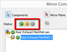 Inventor Mirror Components command doesn't allow Mirror, Reuse or Exclude when there's an ...