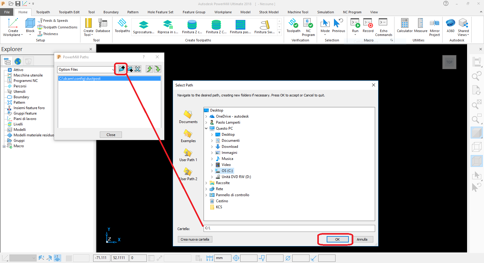 How to change the path of Machine Option File in PowerMill