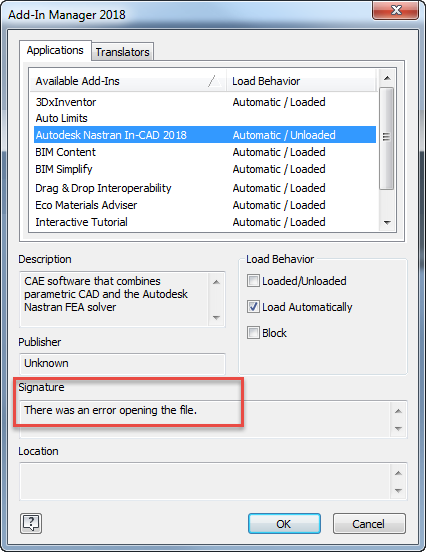 Nastran button does not appear on the Environment tab in Inventor