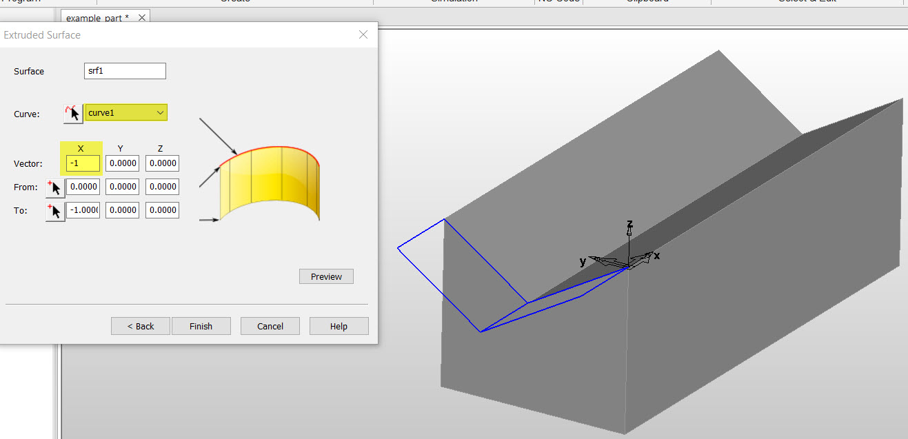 How to extend surface milling past the edge of a part in FeatureCAM
