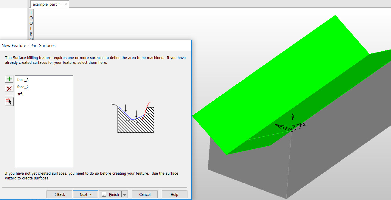 How to extend surface milling past the edge of a part in FeatureCAM